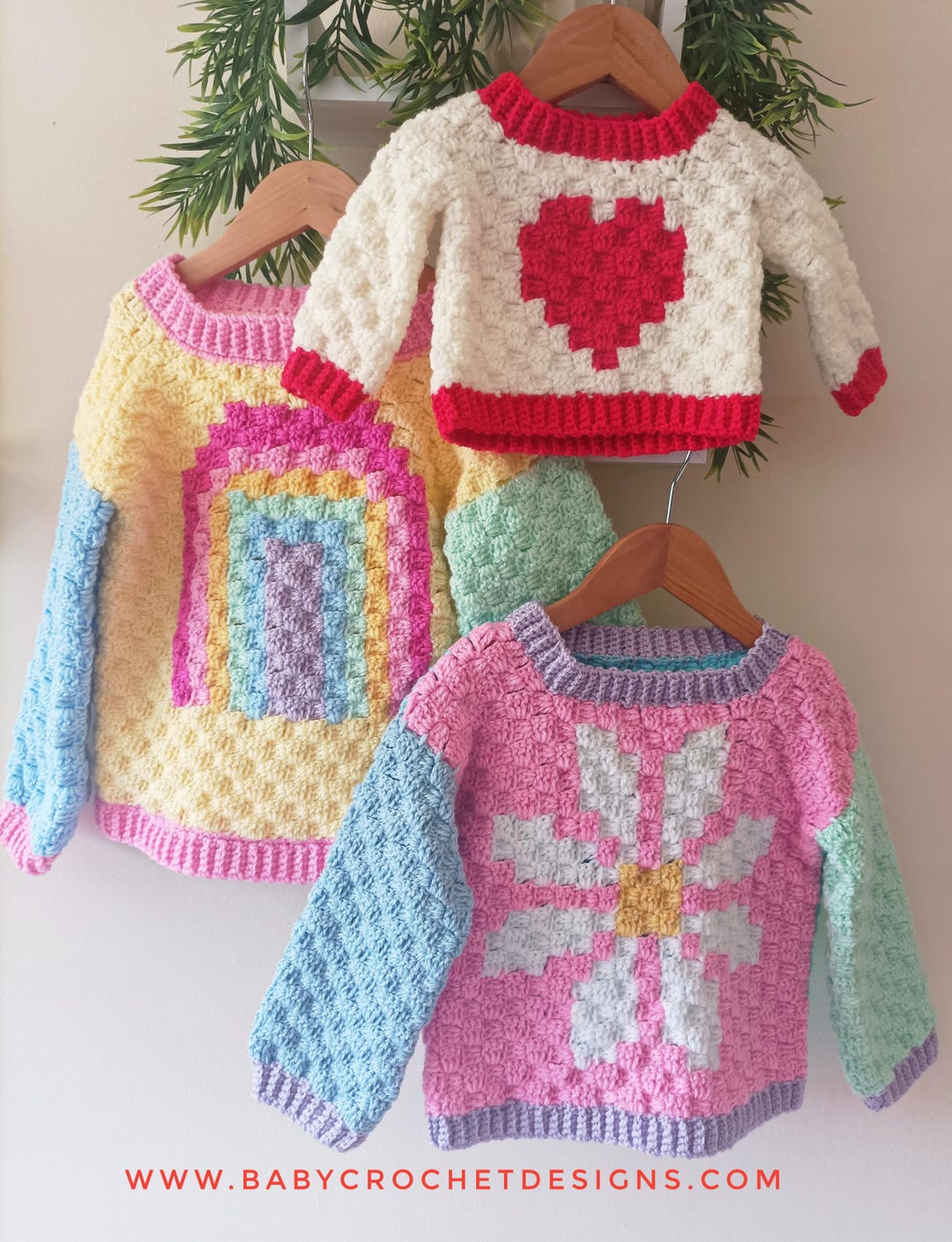 C2C Jumper Girly 3 in 1 Crochet Pattern Sizes 0-3 Months to 5XL Adult ...