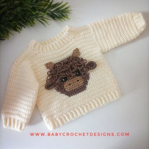 Highland Cow Jumper Crochet Pattern Sizes 0-3 Months to 10 Years PDF ...