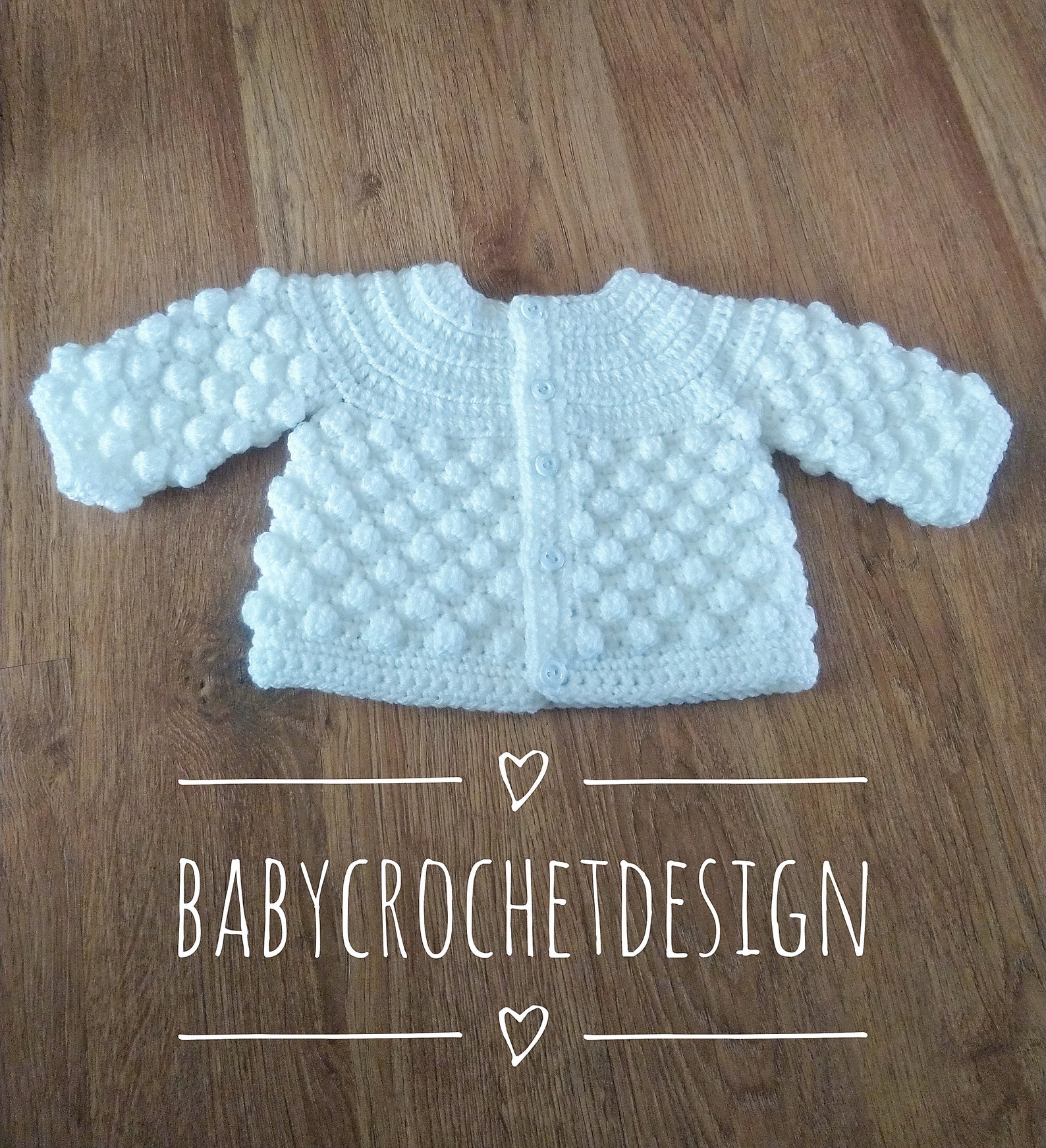 Bobbles Baby Jacket Crochet Pattern in sizes Newborn 0-3 | Etsy