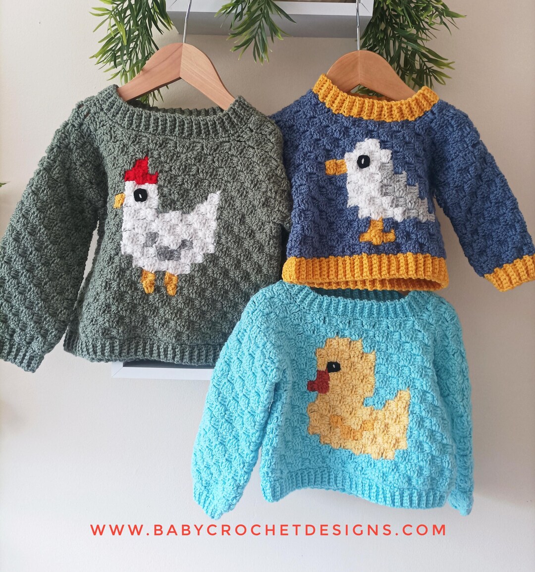 C2C Jumper Birds 3 in 1 Crochet Pattern Sizes 0-3 Months to 5XL Adult ...