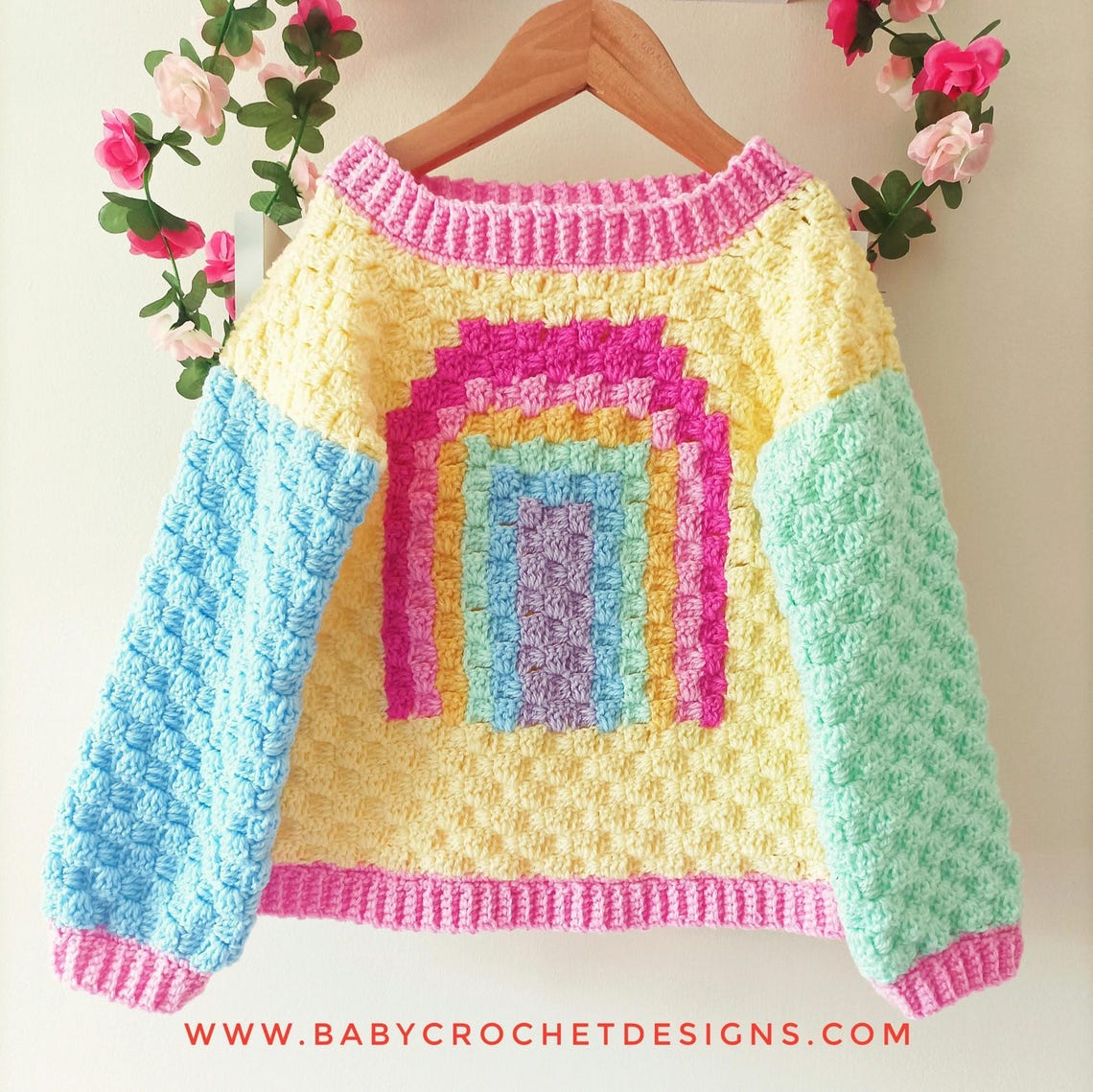 C2C Jumper Girly 3 in 1 Crochet Pattern Sizes 0-3 Months to 5XL Adult ...