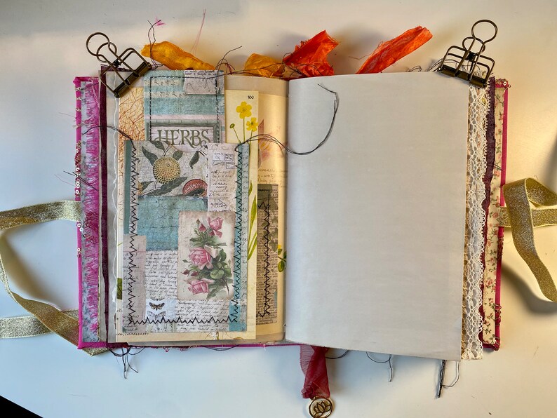 Handmade Bright Pink and Gold Sequin Upcycled Sari Silk Cover Junk ...