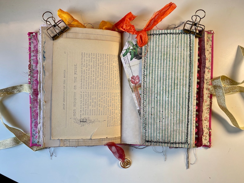 Handmade Bright Pink and Gold Sequin Upcycled Sari Silk Cover Junk ...