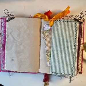 Handmade Sari Silk Junk Journal: Pink & Gold Sequin Ephemera - Etsy
