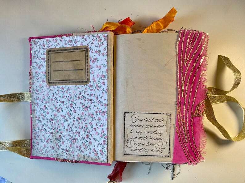 Handmade Bright Pink and Gold Sequin Upcycled Sari Silk Cover Junk ...