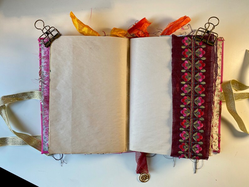 Handmade Bright Pink and Gold Sequin Upcycled Sari Silk Cover Junk ...