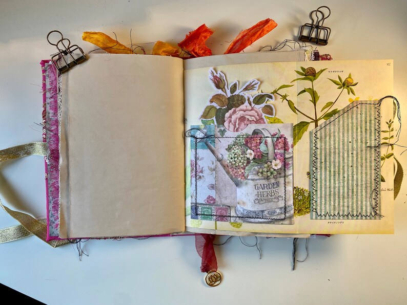 Handmade Bright Pink and Gold Sequin Upcycled Sari Silk Cover Junk ...