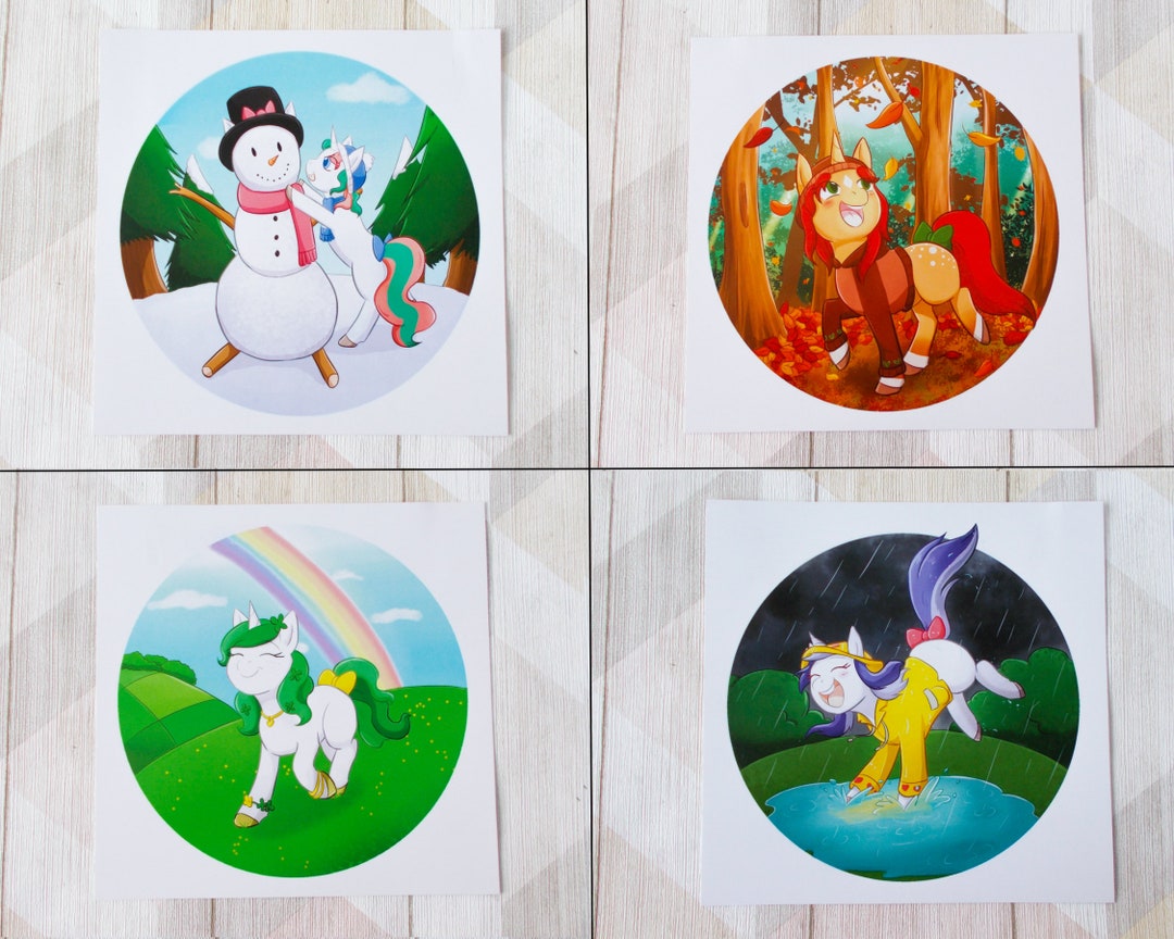 Weather Unicorn Prints Seasonal Unicorns Cute Pony Art reduced for ...