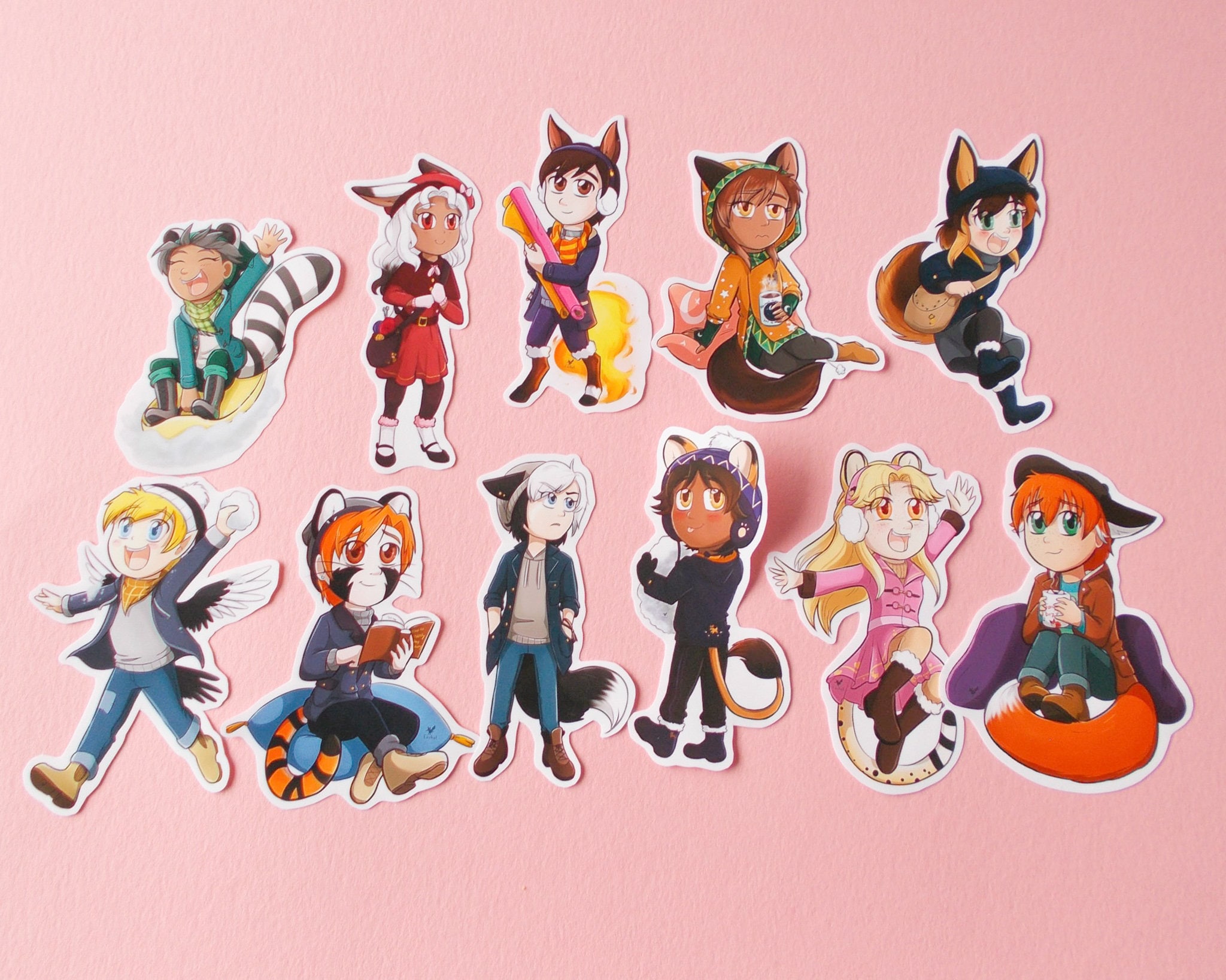 Therian Tail Winter Sticker Set Cute Kemonomimi Stickers - Etsy