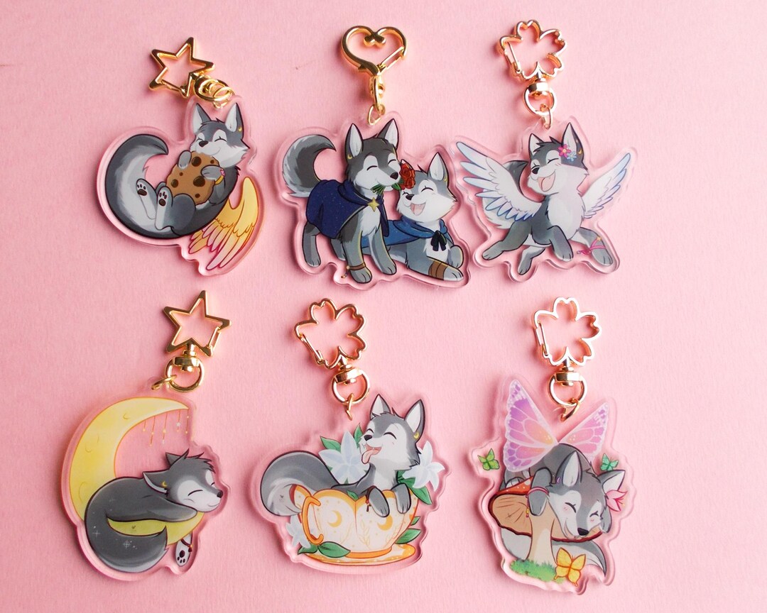 Cute Wolf Keyrings - 2.5 Inch Wolf Keychains - Etsy