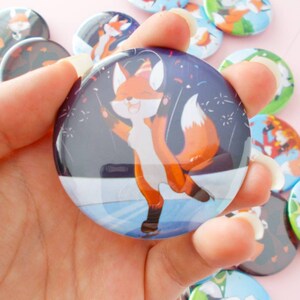 Cute Fox Button Badges 58mm - Etsy