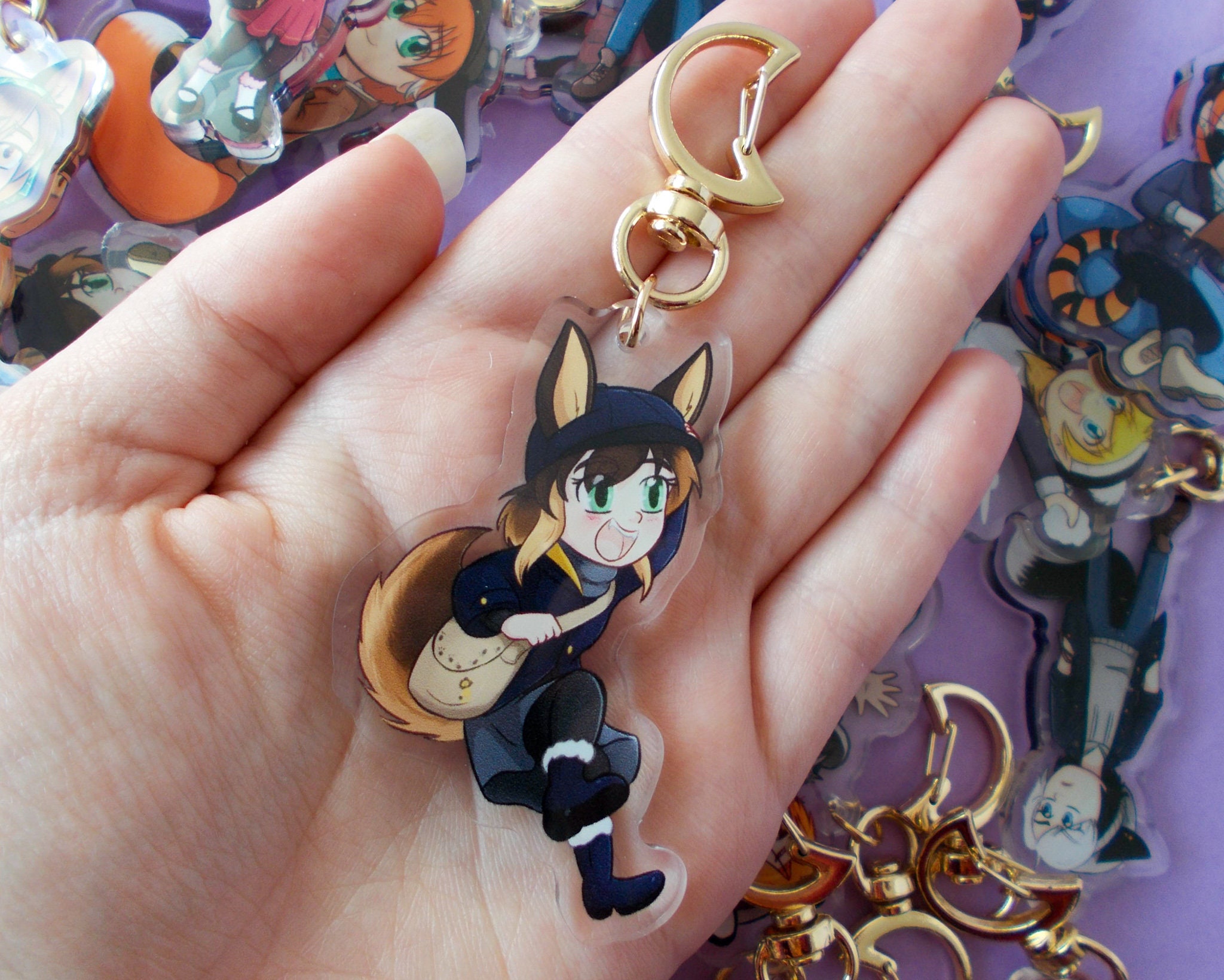 Winter Therian Tail Keyrings Kemonomimi Keychains Cute Anime Keyrings ...