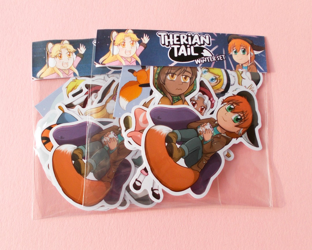 Therian Tail Winter Sticker Set - Cute Kemonomimi Stickers - 11 Anime ...