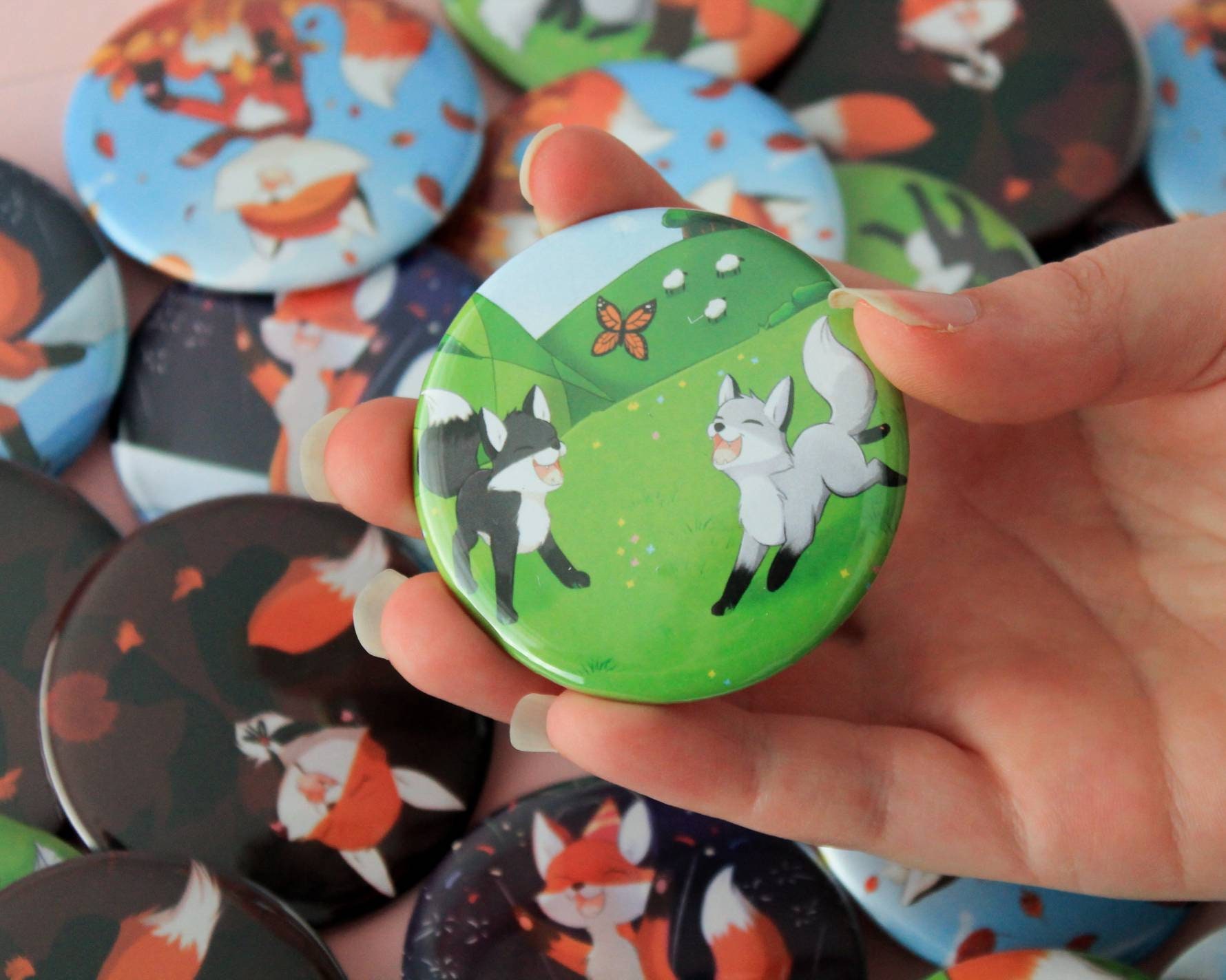 Cute Fox Button Badges 58mm - Etsy