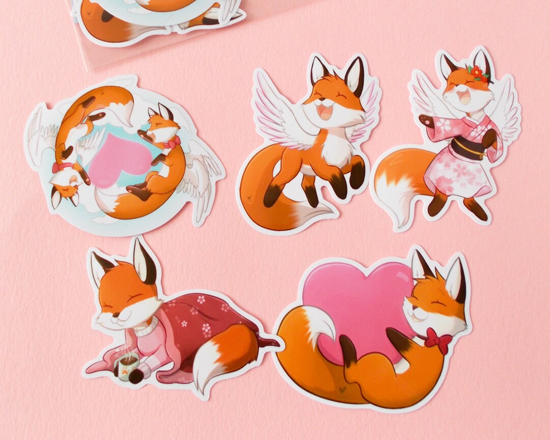 Fox Sticker Sets Cute Fox Stickers Kawaii Foxes - Etsy