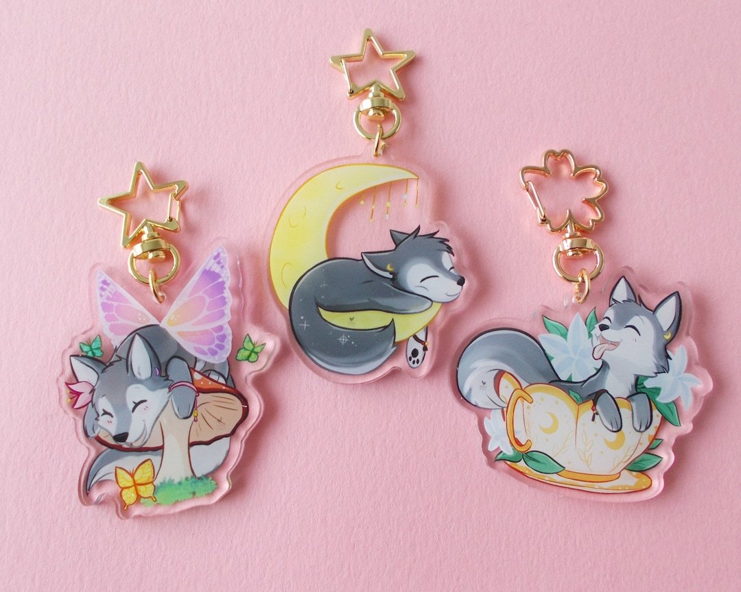 Cute Wolf Keyrings 2.5 Inch Wolf Keychains - Etsy