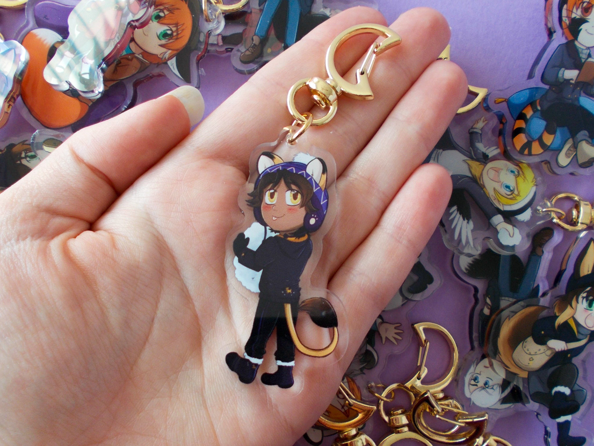 Winter Therian Tail Keyrings Kemonomimi Keychains Cute Anime Keyrings ...