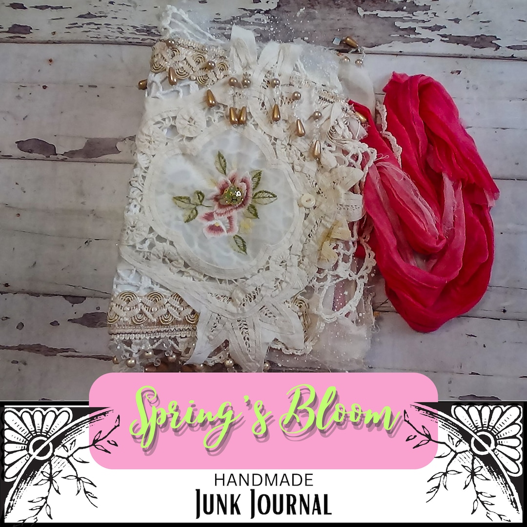Spring's Bloom Handmade Junk Journal. Vintage, Shabby Chic Writing Space. - Etsy
