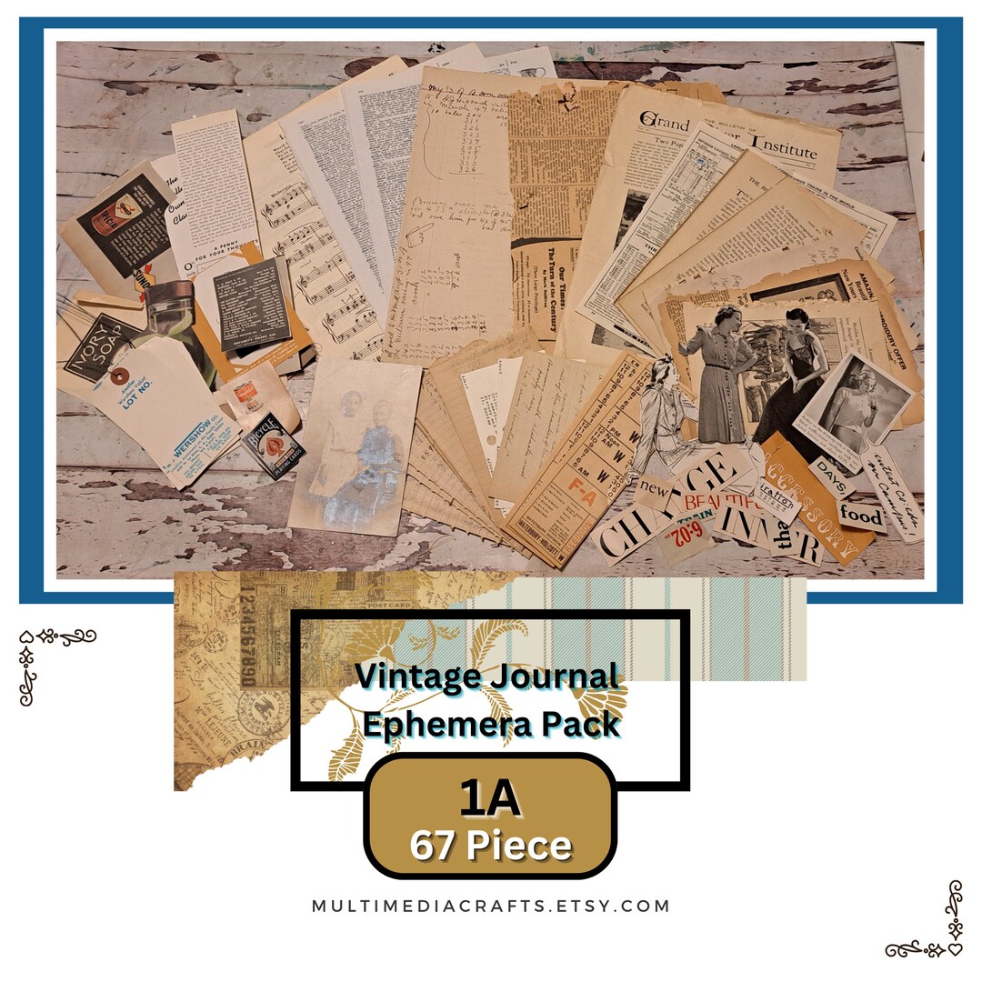 67 Piece Vintage Ephemera Pack 1A. Book Pages, Music Sheets, Vintage ...