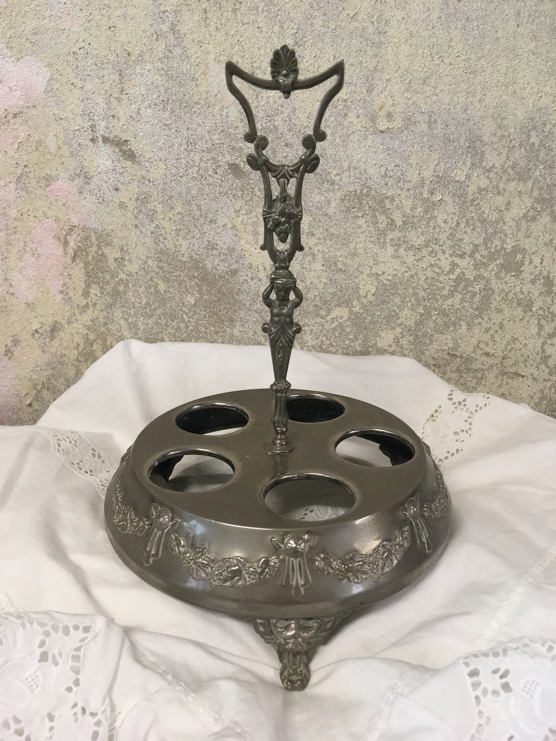 Antique Cruet Art Nouveau Cast Pewter Frame Shabby Chic Table Culture ...