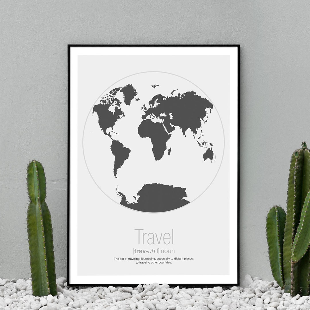 World Map Poster Print With Globe Design Wall Art A4 & A3 Portrait ...