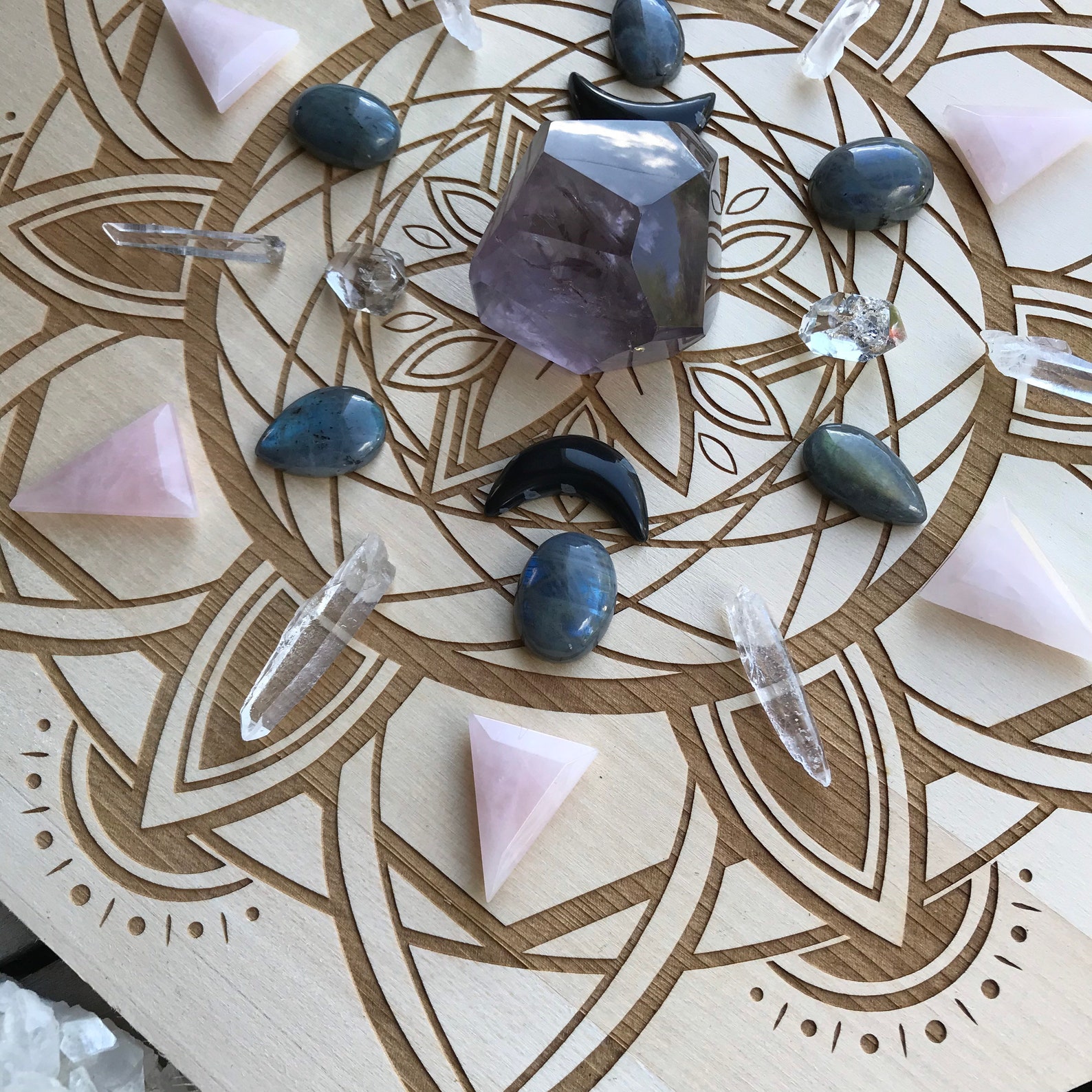 Hexagon Crystal Grid Wood Grid Altar Grid Altar | Etsy