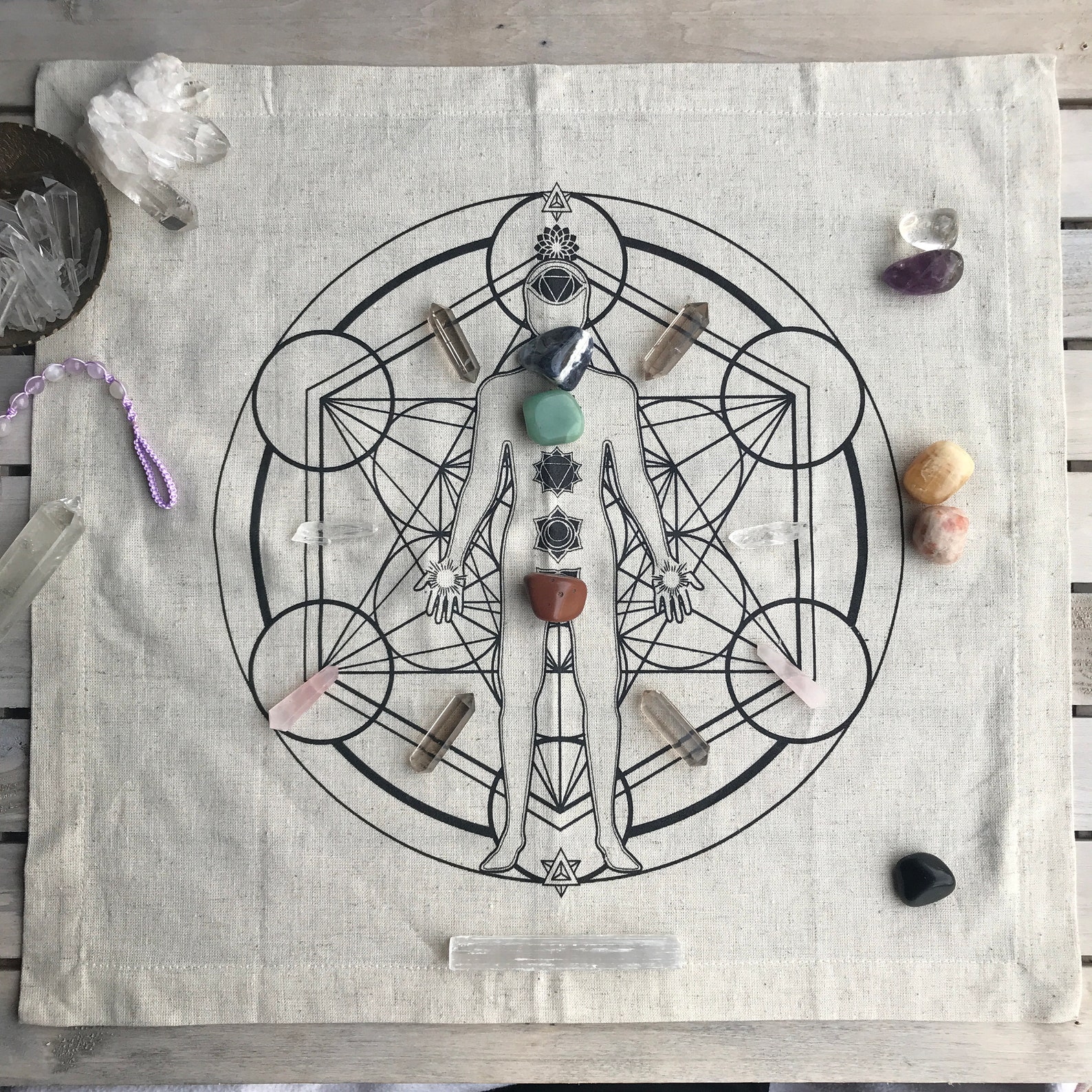 Energy Healing Metatron Grid Cloth Linen Cloth Distance | Etsy