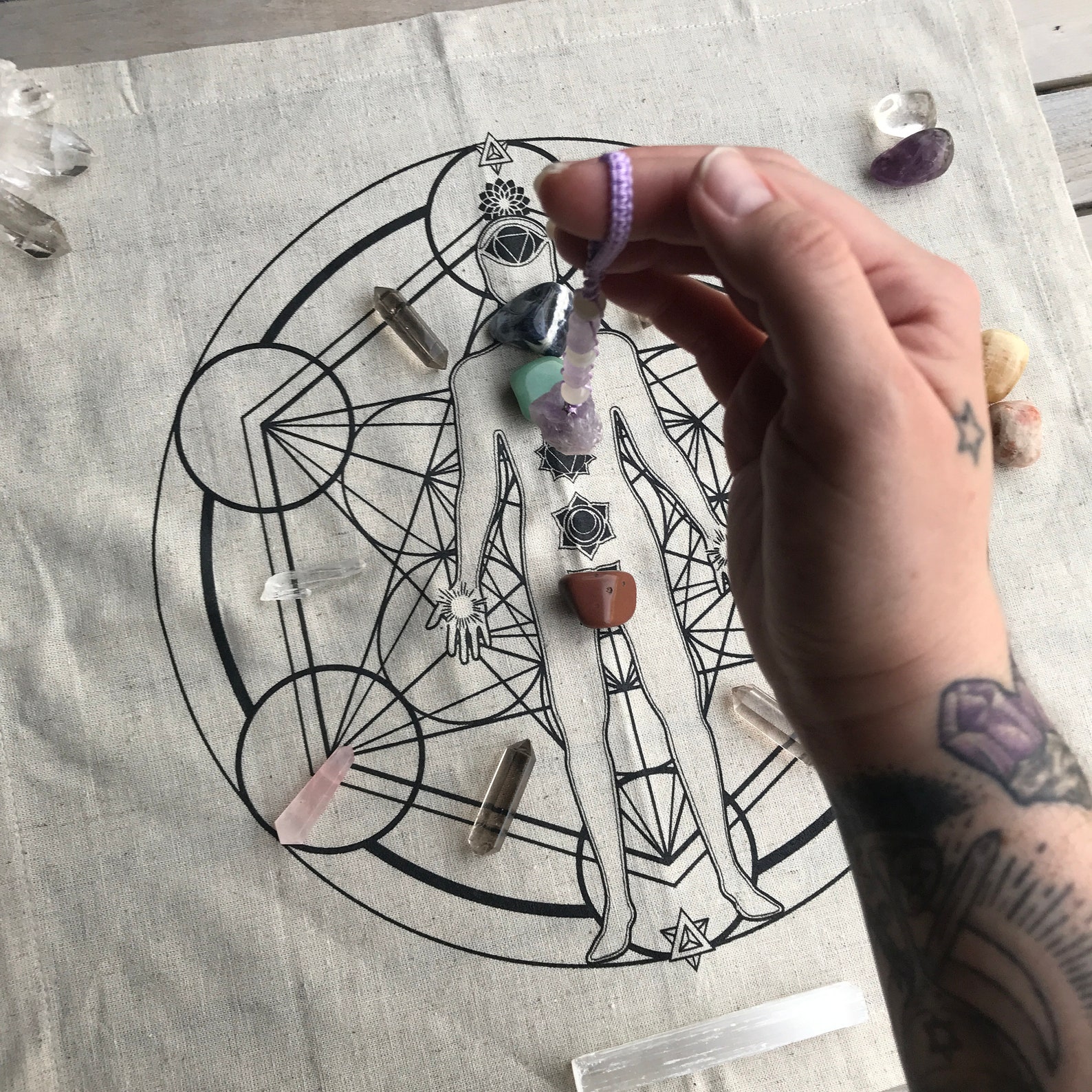 Energy Healing Metatron Grid Cloth Linen Cloth Distance | Etsy