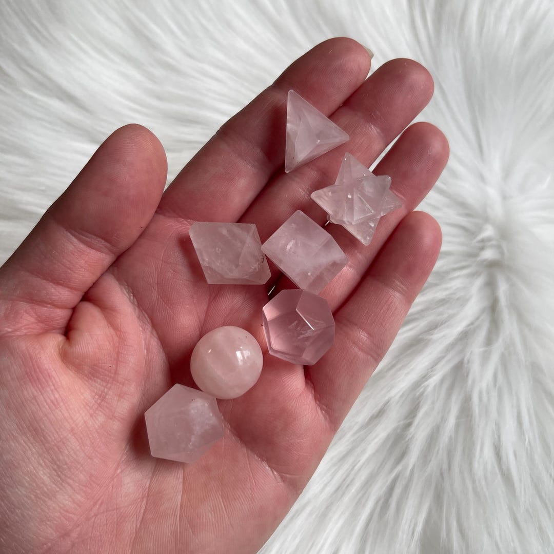 Rose Quartz Sacred Geometry Set - 7 Stone Set - Platonic Solids - Etsy