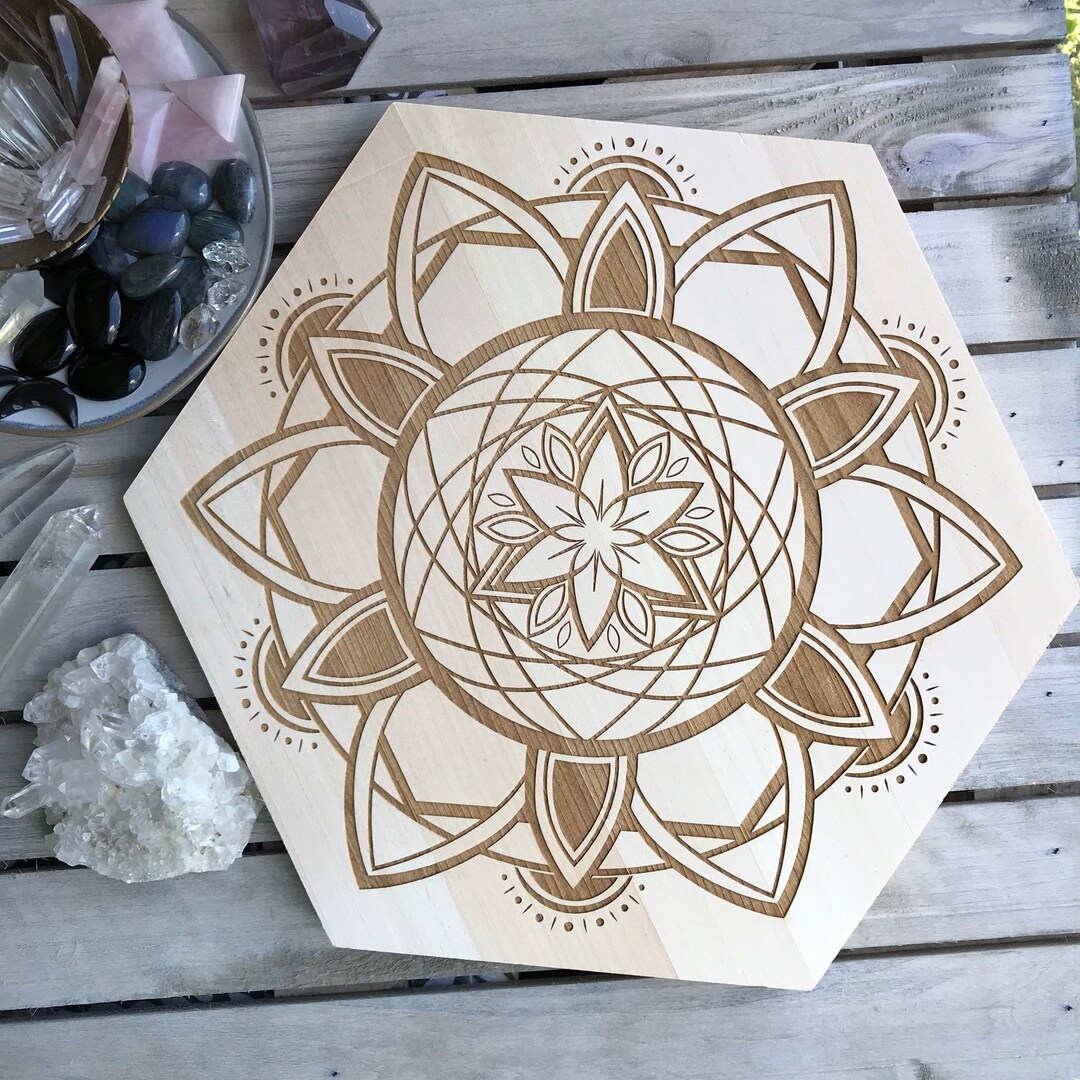 Hexagon Crystal Grid Wood Grid Altar Grid Altar Decoration Energy Grid ...