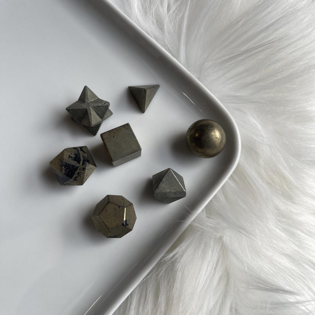 Pyrite Sacred Geometry Set - 7 Stone Set - Platonic Solids - Etsy