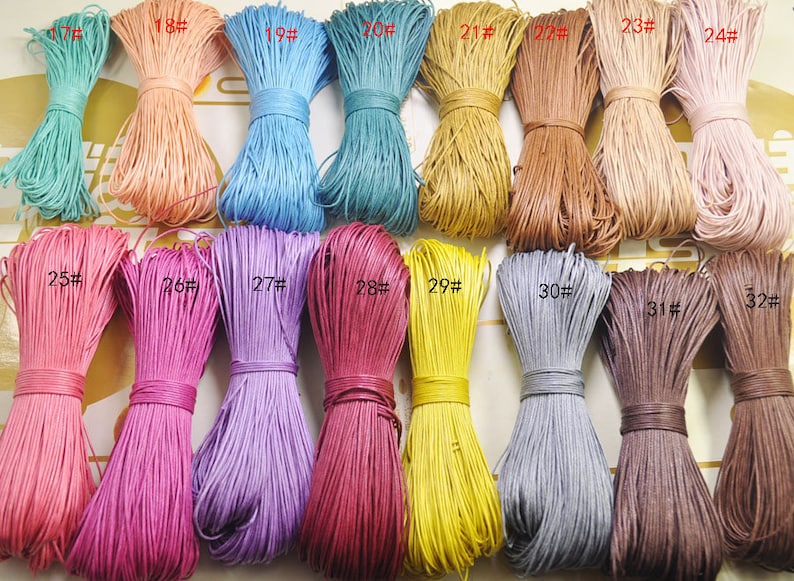 32 Color Cordswaxed Cord 130 Meters Mint Cords1mm Waxed - Etsy