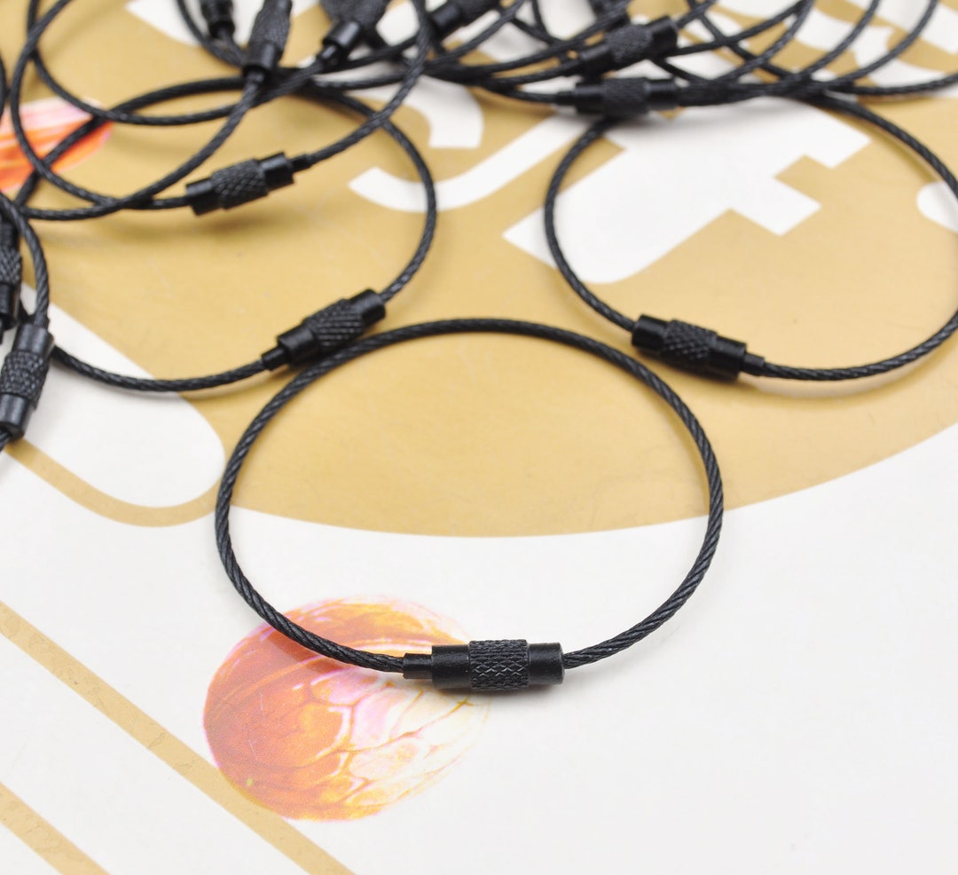 20pcs Black Keyring,wire Keychain, Cable Stainless Steel, Cable Key ...