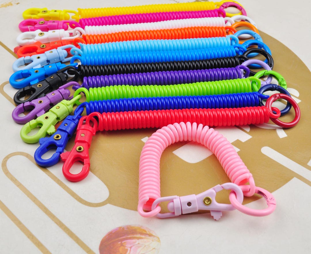 Colorful Spring Keychain,1-50pcs Plastic Spring Buckle Belt Bag Clip ...