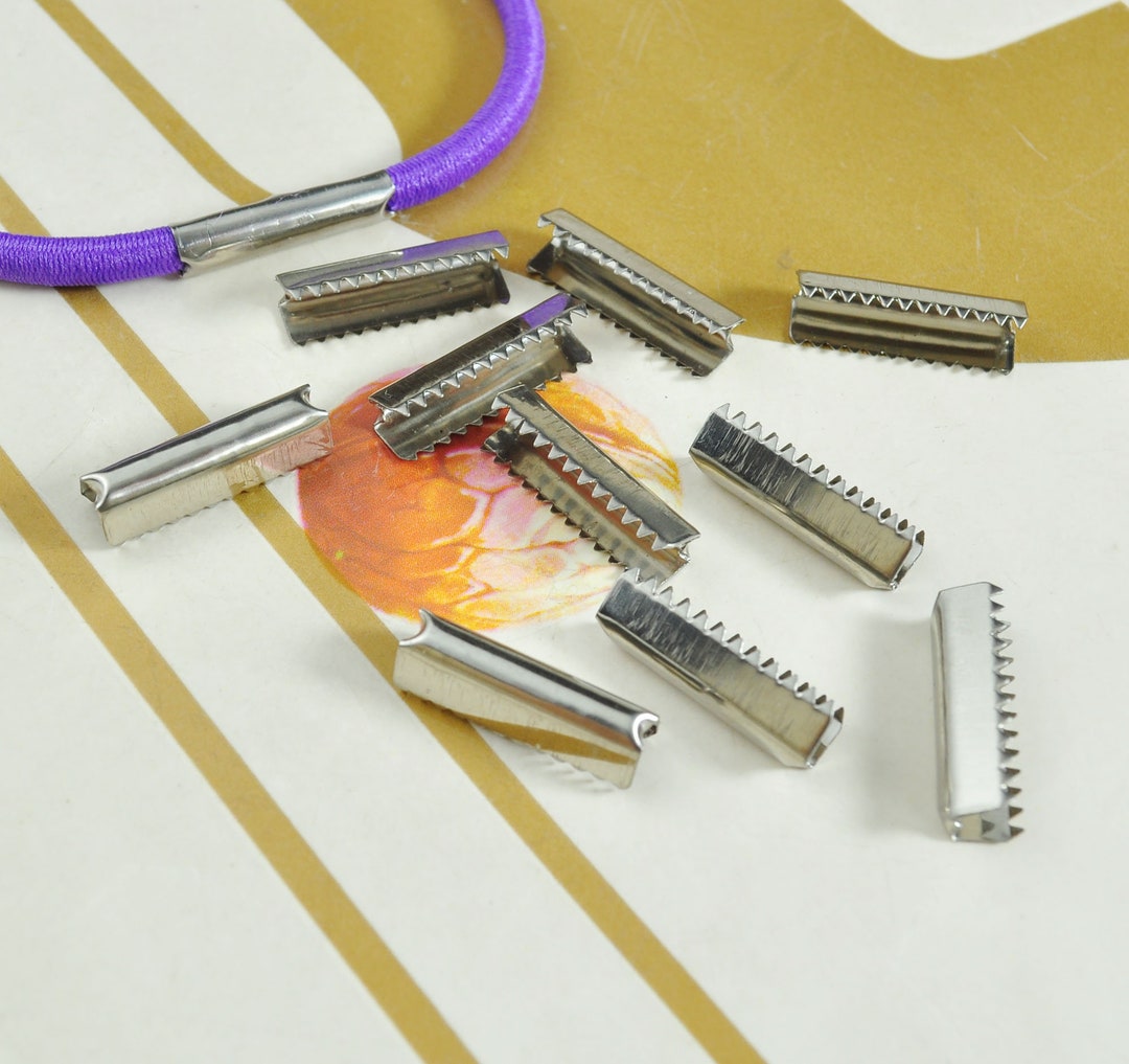 20-500pcs Stainless Steel Fold Over Crimp Head Clips for 3mm/4mm Round ...