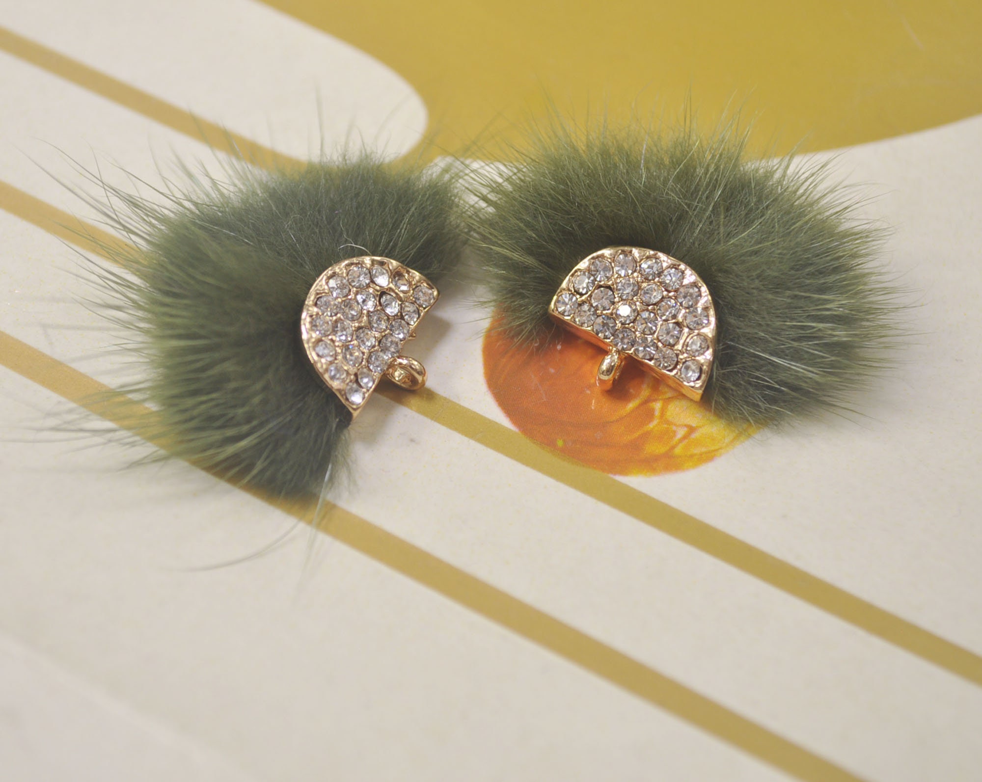 6PCS Mixed Color Fur Fan Shape With Rhinestone Faux Mink | Etsy