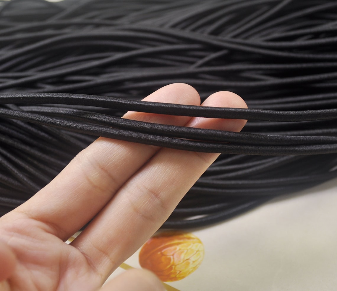 10yds Black Elastic Cord4mm Round Elastic Cordstretch | Etsy