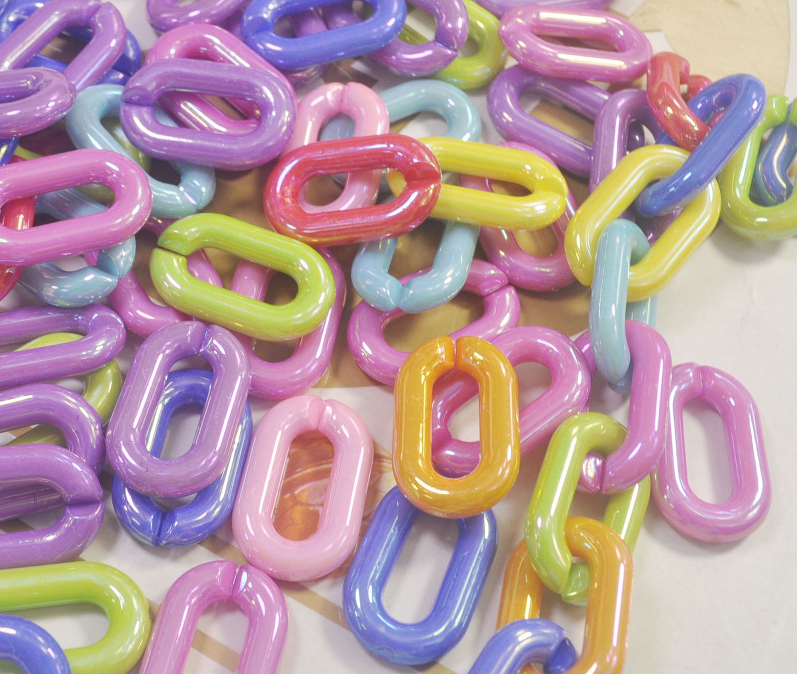 AB Color Oval Acrylic Chain50Pcs Plastic Chain Necklace | Etsy