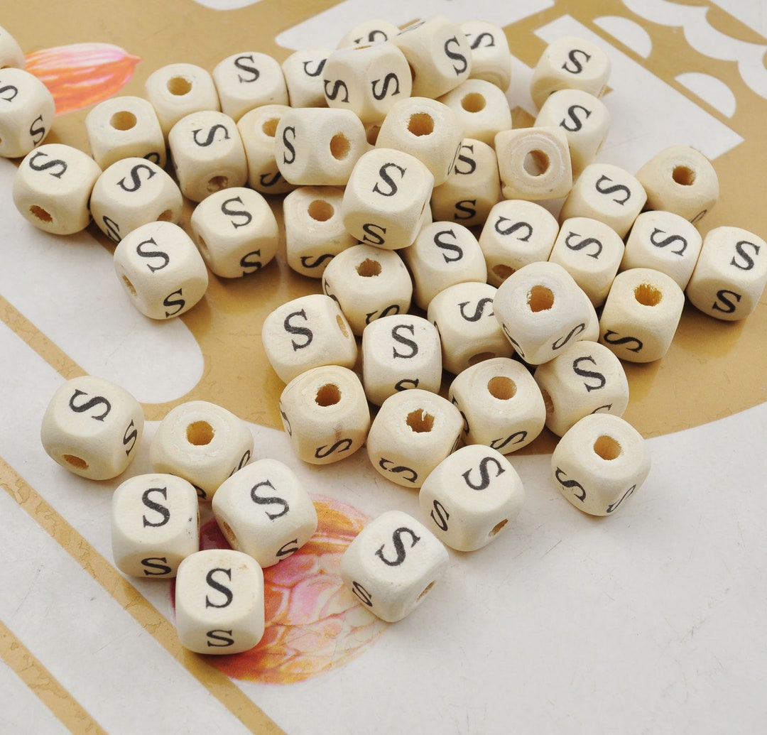20-200 of S Letter Wood Letter Alphabet Square Beads , 10mm Natural ...