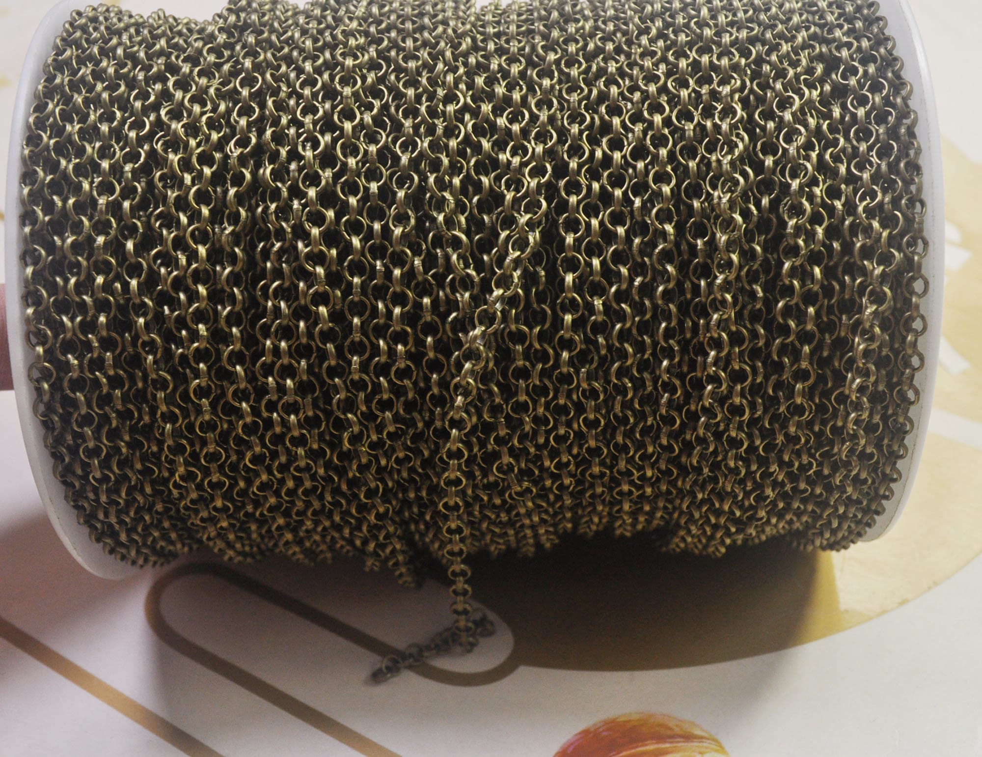 10Yards antigua cadena de bronce 3.5mm eslabones, cadena de hierro ...