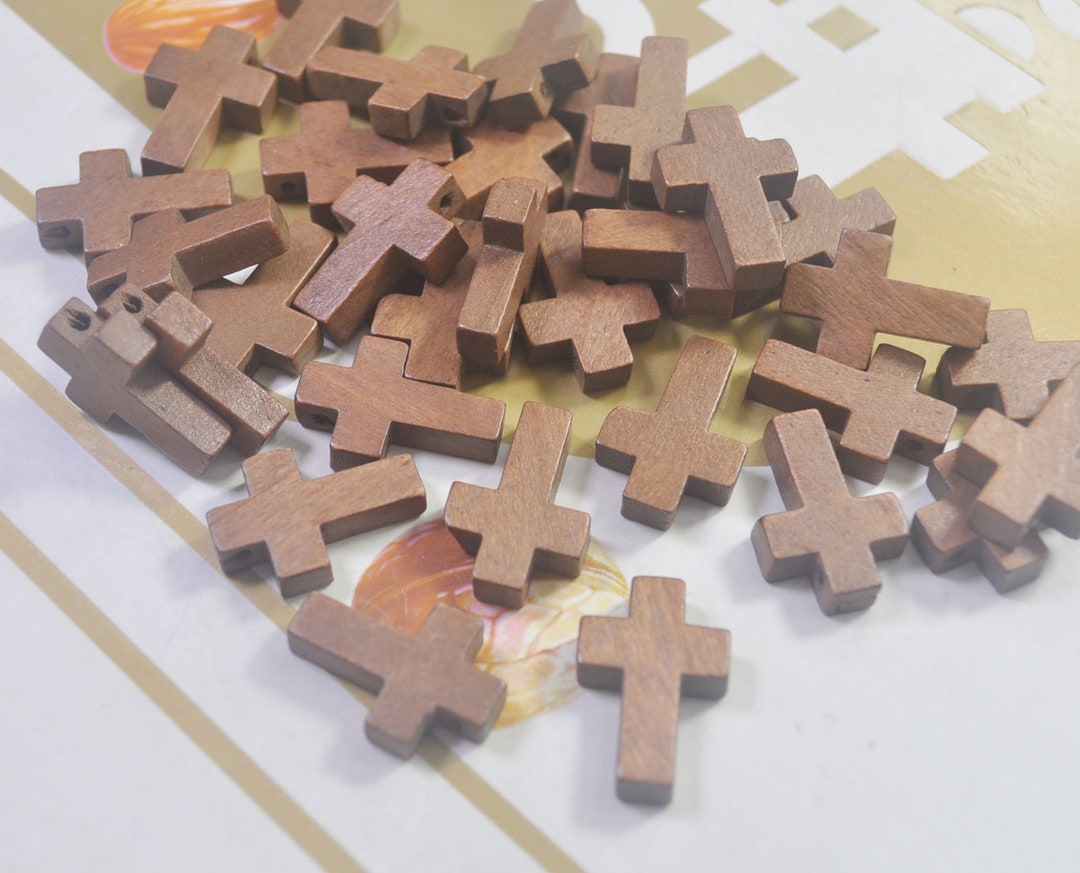 50pcs Wooden Cross Beads,light Brown Wood Cross Charm,wood Cross ...