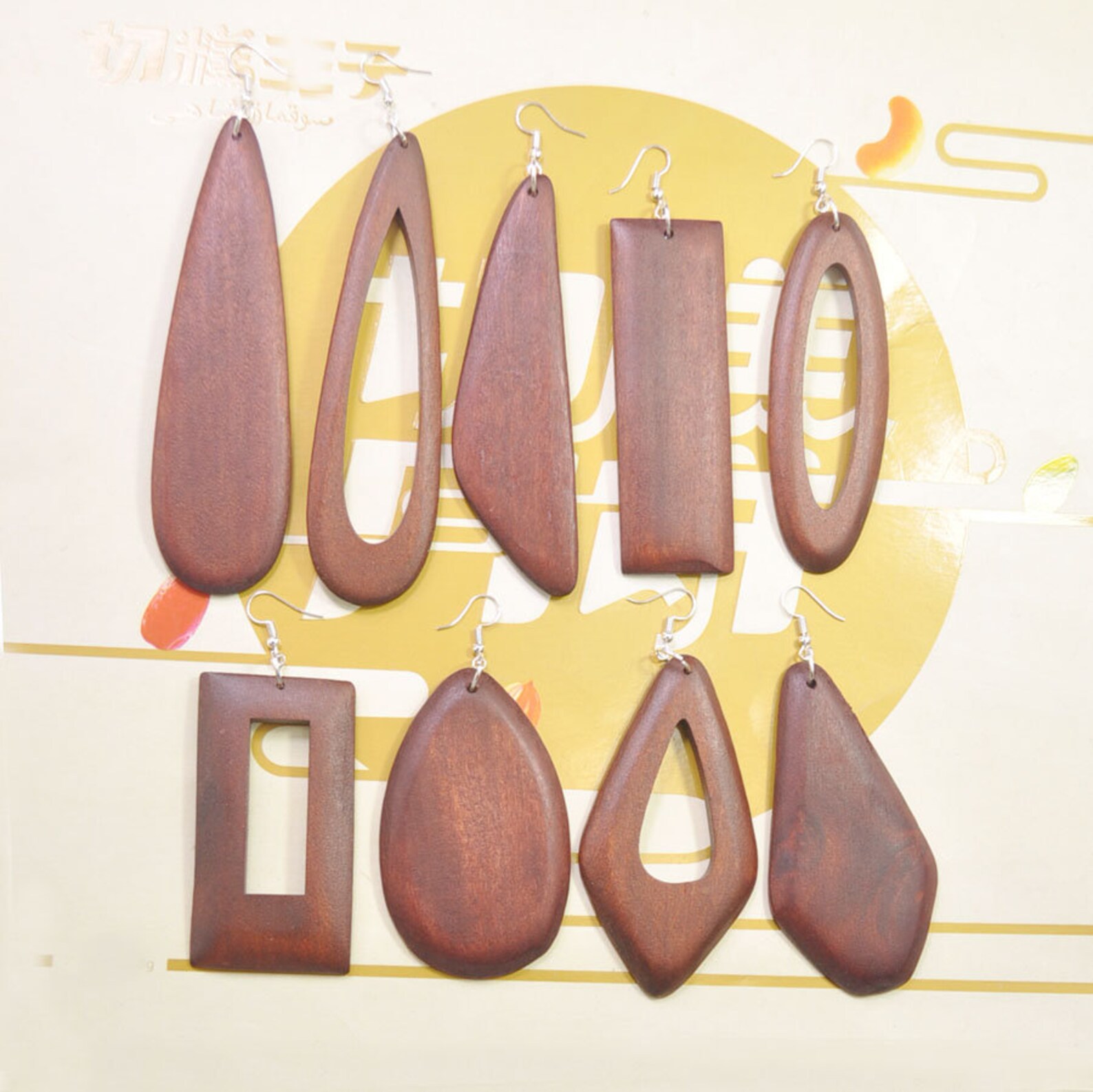 5 Pair Brown Wood Earrings,wooden Earring in Silver,nickel Color, Gold ...