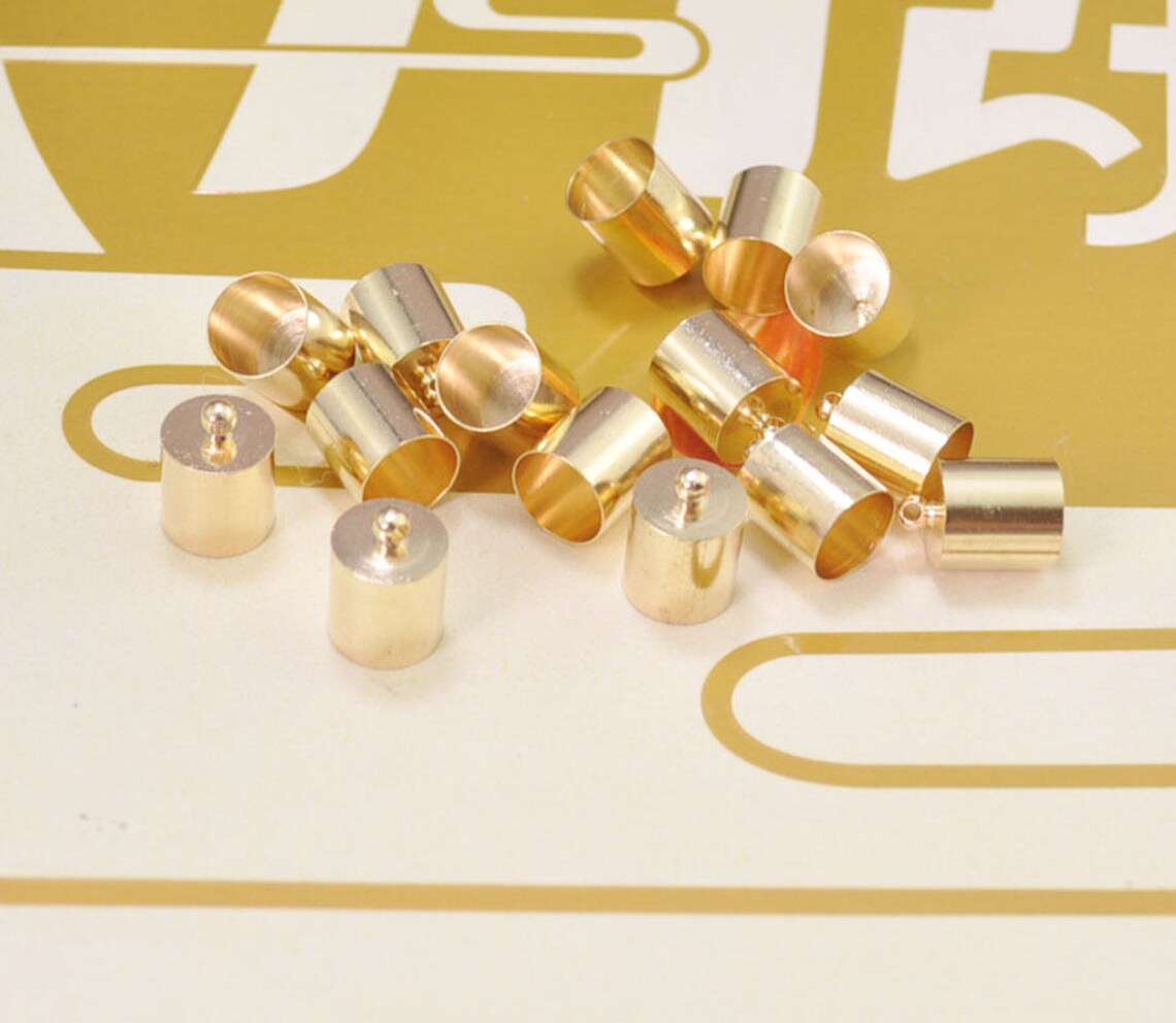 20pcs KC Gold End Caps,metal End Cap Connectors,tassel Cap,leather Cord ...