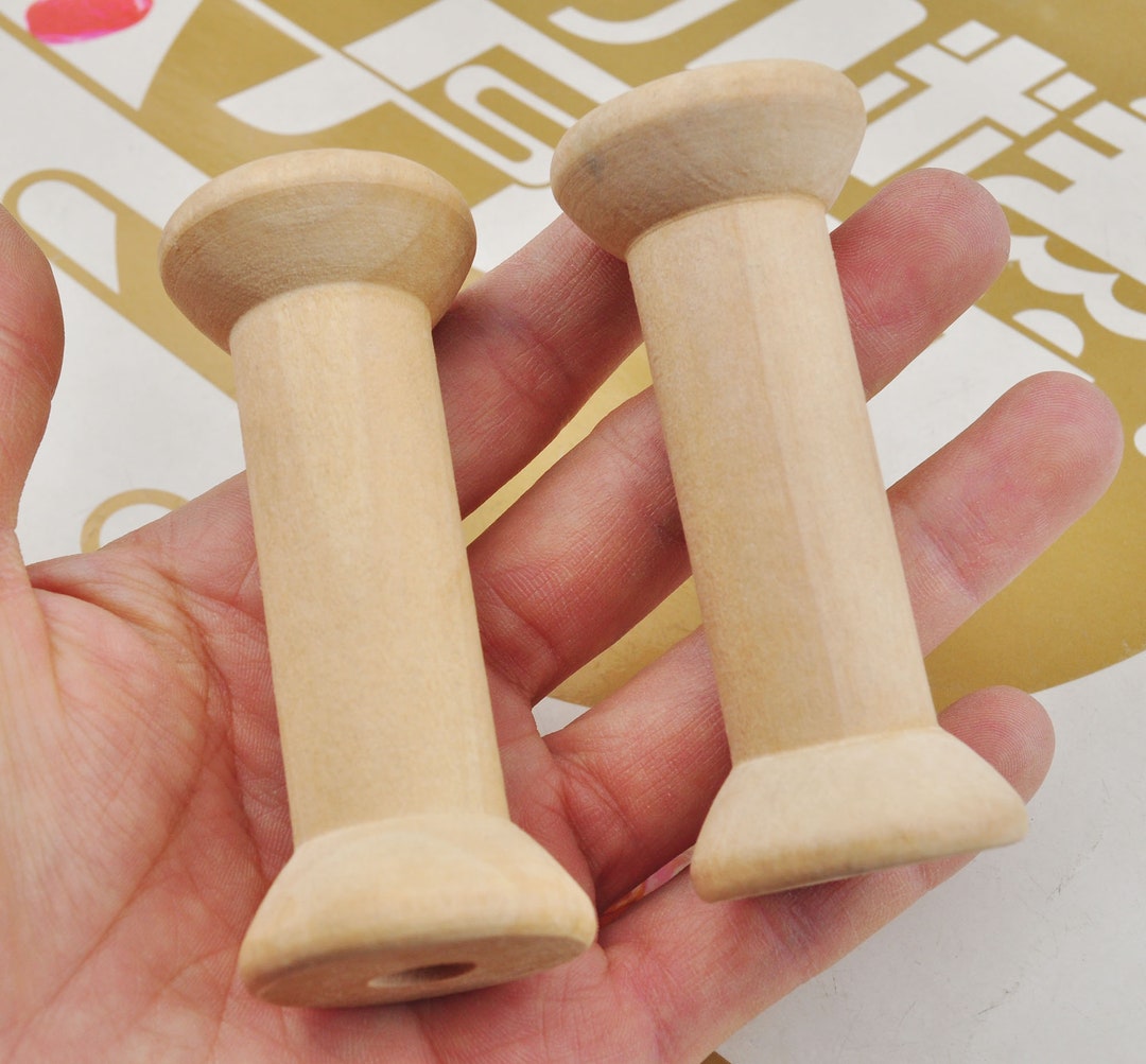 3.15" Tall Wooden Spool,set of 5,large Wood Spools,natural Wood Spools ...