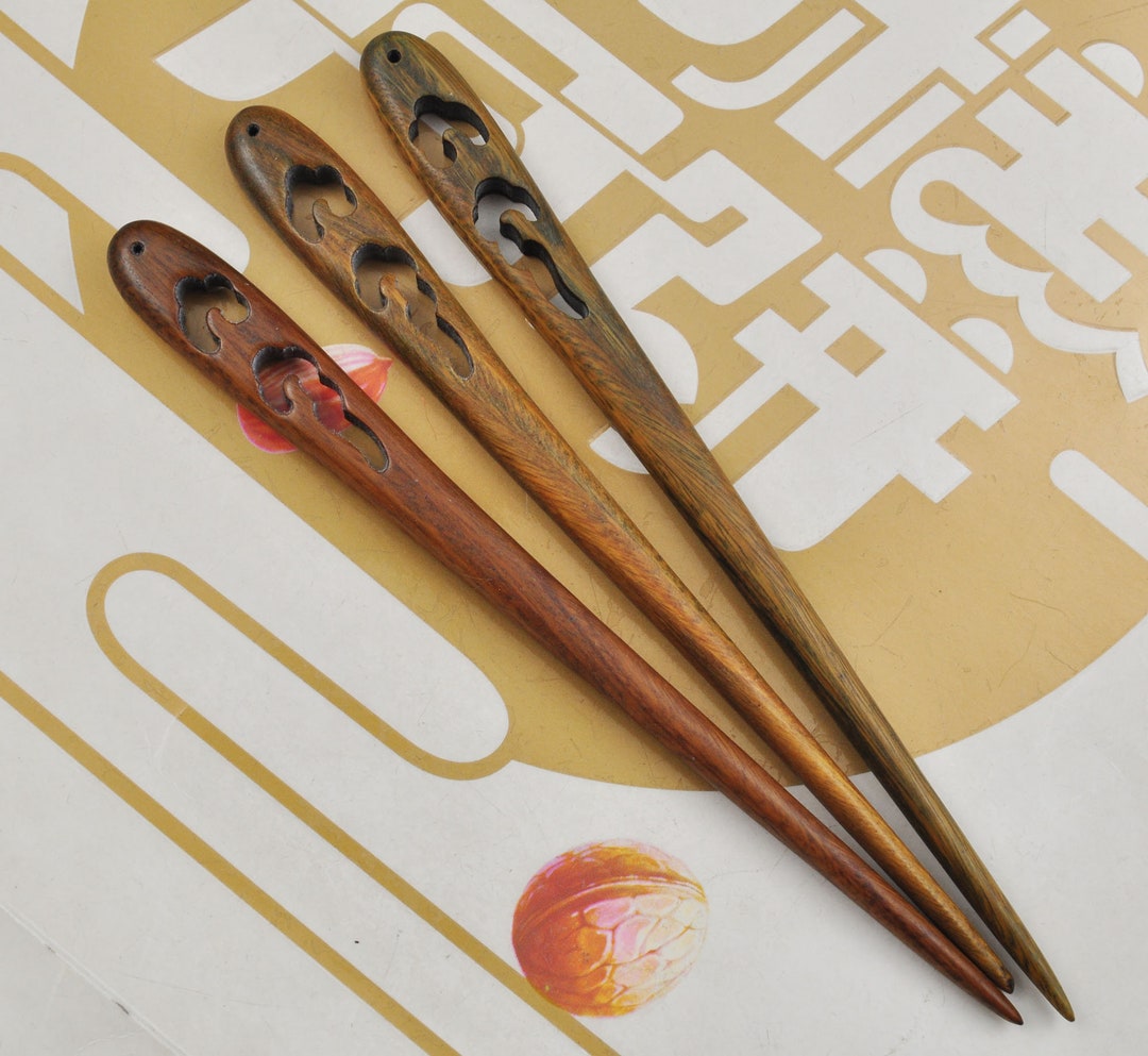 1/2/3/4/5pcs Green Sandalwood Wood Hair Sticks,natural Handmade Hair ...