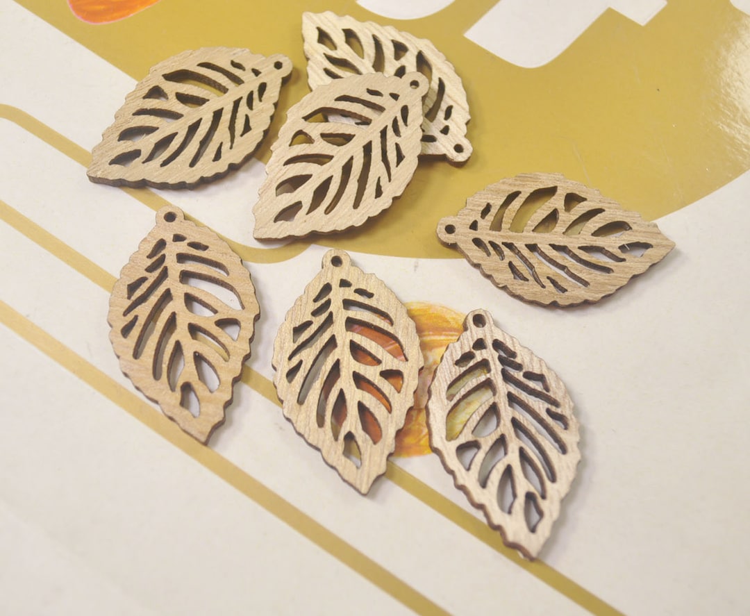 30pcs Small Wood Filigree Leaf Drop,wood Earring Charm, Jewelry ...