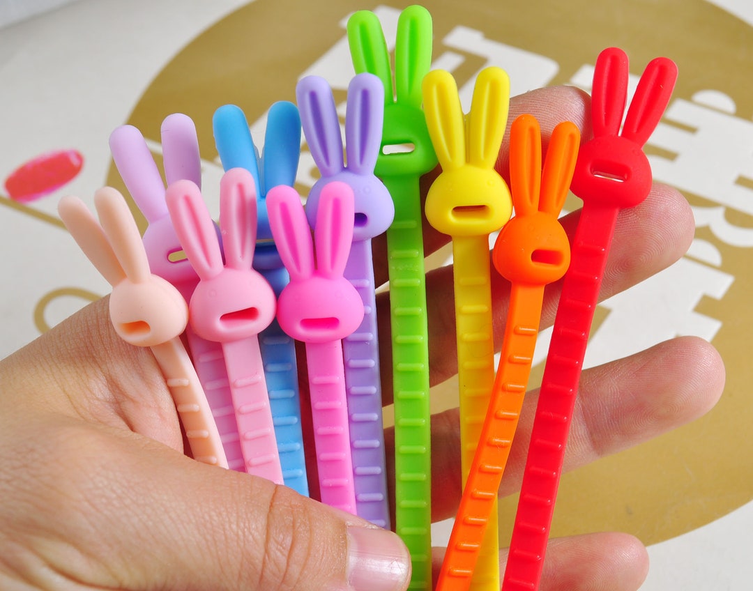 7.87” Rabbit Paw Silicone Ties，colorful Cable Organiser,cable Winder ...