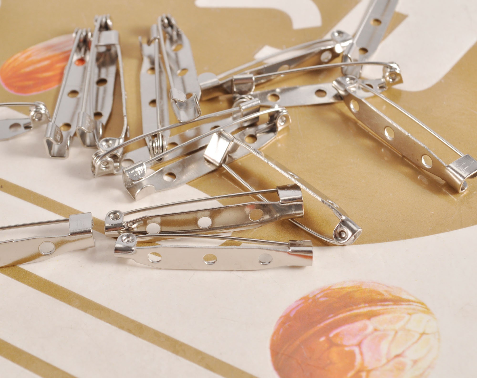 50/100pcs Bulk Safety Pin，diy Bar Pin Brooch Finding，siver/gold/bronze ...