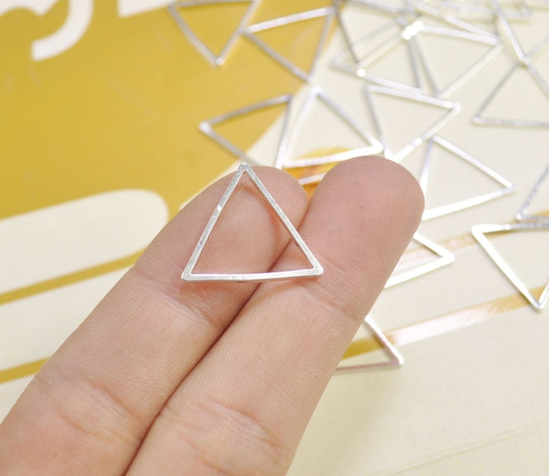 Triangle Charm, 25pcs Silver Color Brass Triangle Link Pendants ...