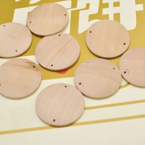 10pcs 40mm Natural Round Flat Wood Connector,wood Beads,wood Circles ...